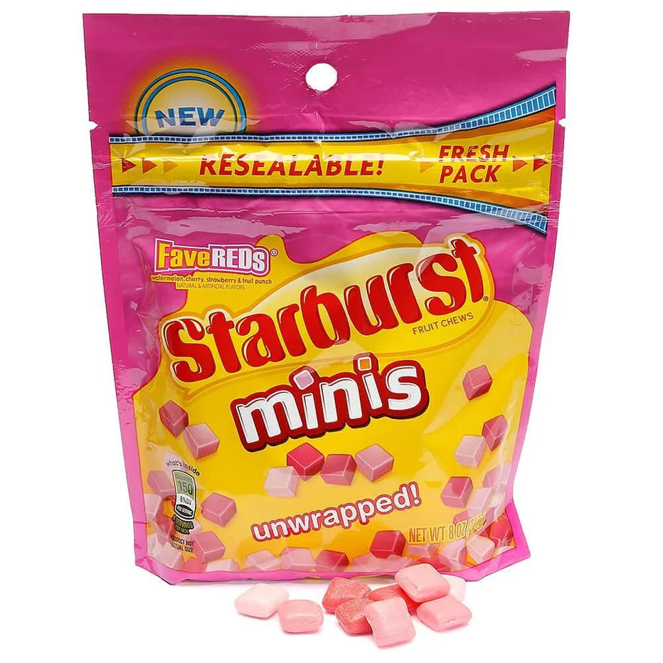 Starburst Minis Fruit Chews Candy - FaveREDs: 8-Ounce Bag – Candy Warehouse