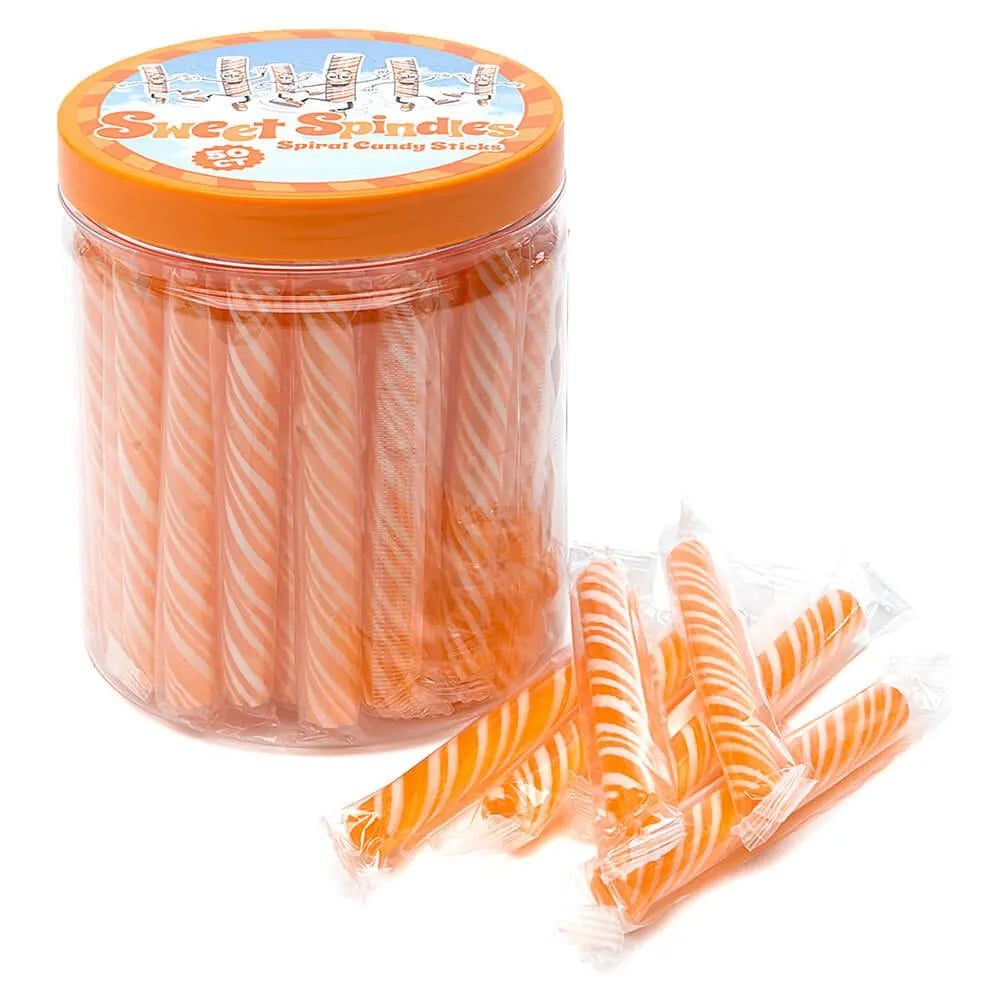 Sweet Spindles Mini Hard Candy Sticks - Orange: 50-Piece Jar – Candy ...