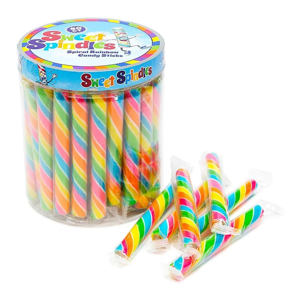 Sweet Spindles Mini Hard Candy Sticks - Rainbow: 50-Piece Jar – Candy ...