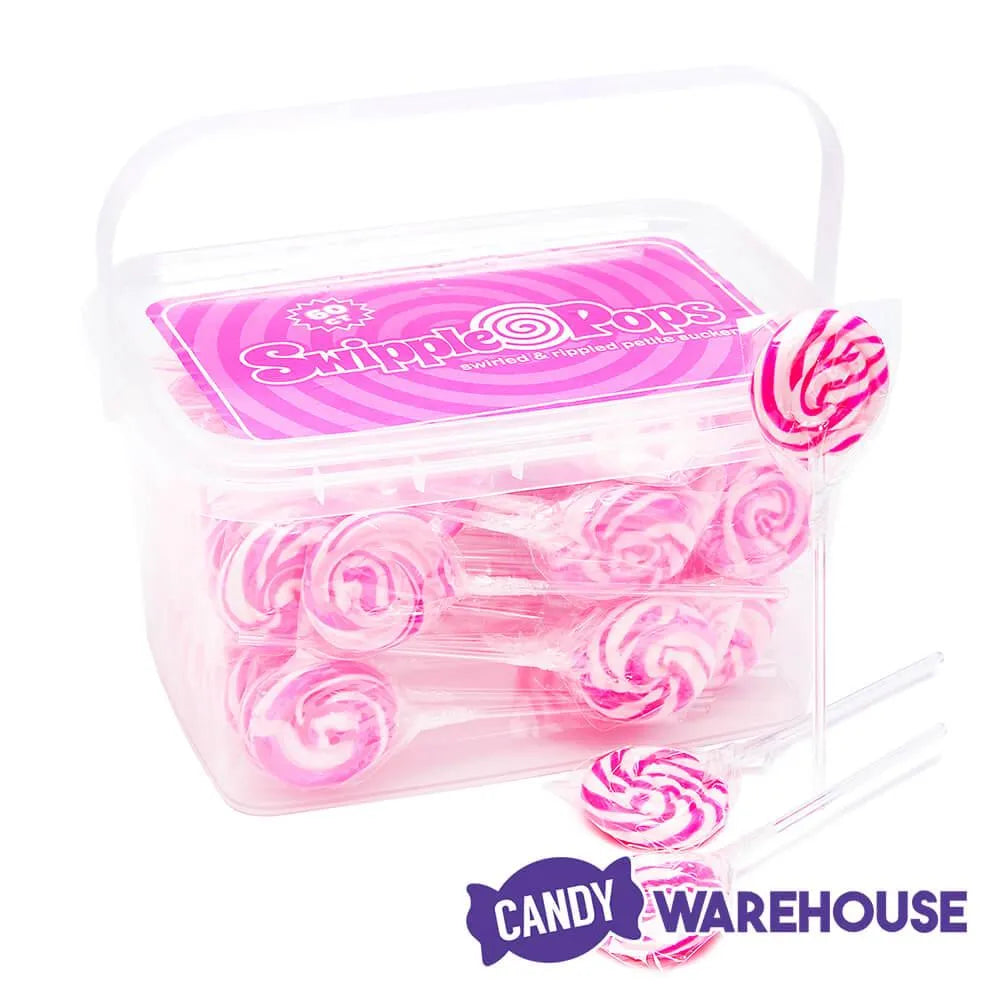 Swipple Pops Petite Swirl Ripple Lollipops - Pink Strawberry: 60-Piece ...