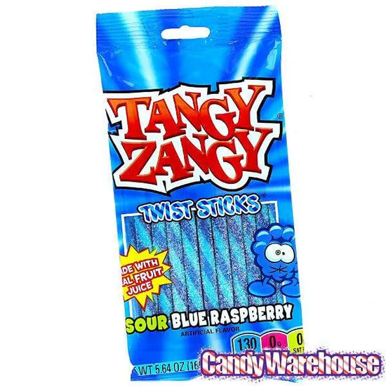 Tangy Zangy Twist Sticks Candy Packs - Sour Blue Raspberry: 12-Piece ...
