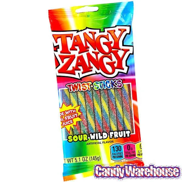 Tangy Zangy Twist Sticks Candy Packs - Sour Wild Fruit: 12-Piece Box ...