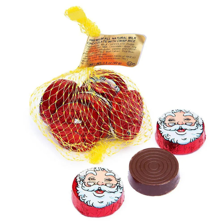 Thompson Foiled Crispy Milk Chocolate Santa Faces 1.5-Ounce Mesh Bags ...