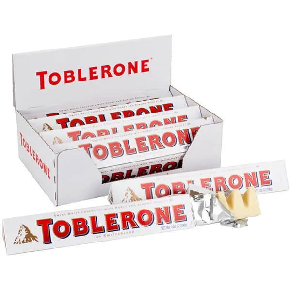 Toblerone White Chocolate Bars: 20-Piece Box – Candy Warehouse