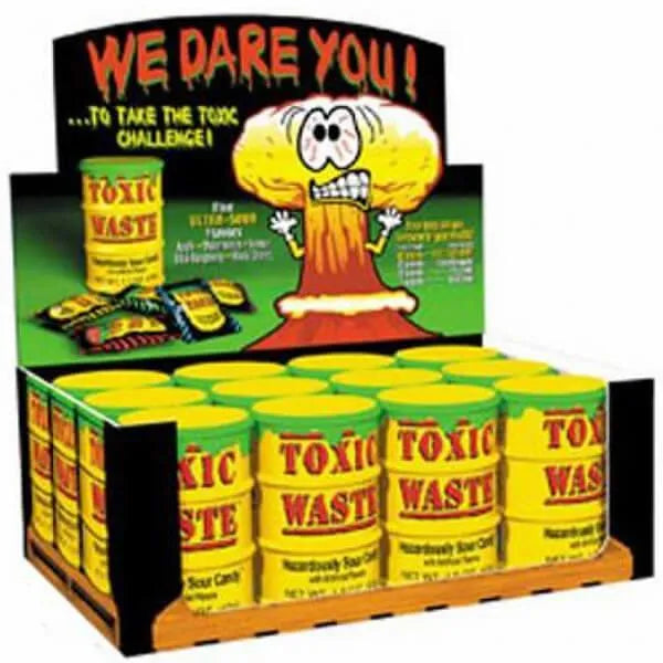 Toxic Waste Sour Candy Drums: 12-Piece Display | Candy Warehouse