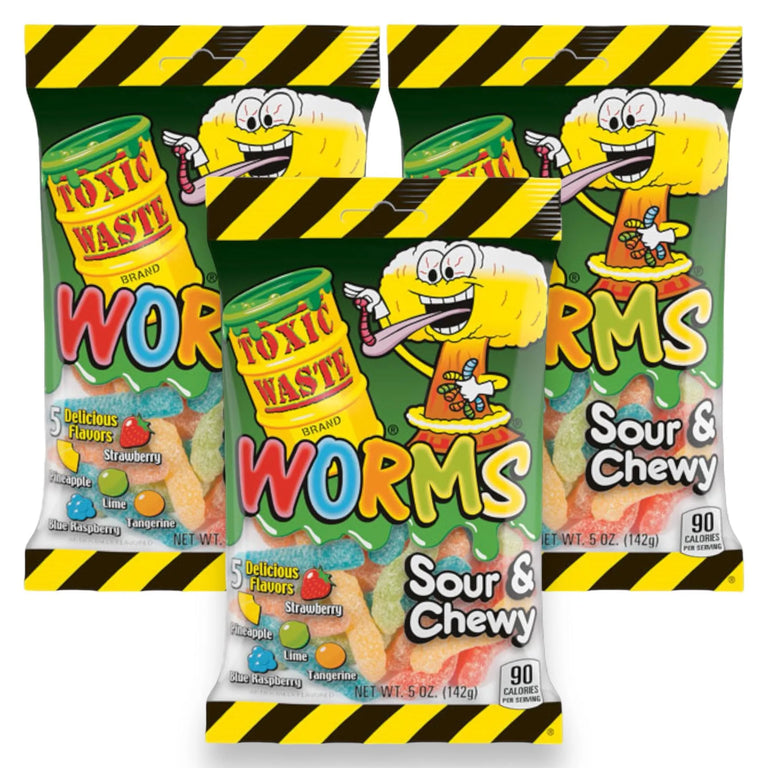 Toxic Waste Sour Gummy Worms Peg Bags: 12-Piece Box – Candy Warehouse