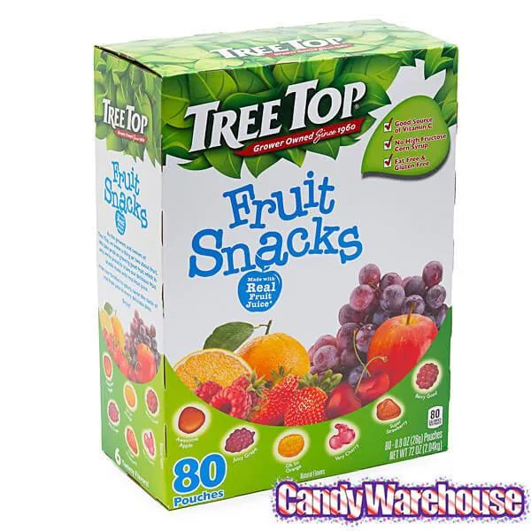 Tree Top All Natural Fruit Snacks Candy Packets: 80-Piece Box – Candy ...