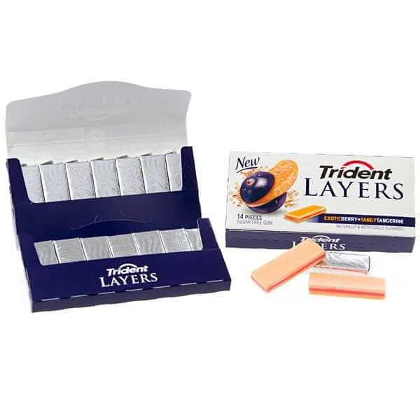 Trident Layers Sugar Free Gum Packs - Berry Tangerine: 12-Piece Box ...