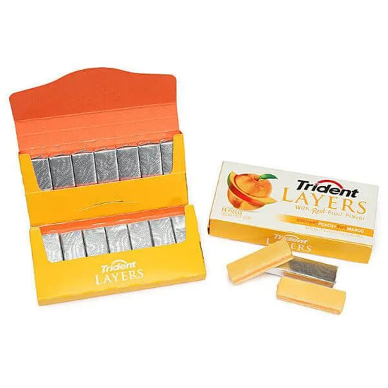 Trident Layers Sugar Free Gum Packs - Peach Mango: 12-Piece Box | Candy ...
