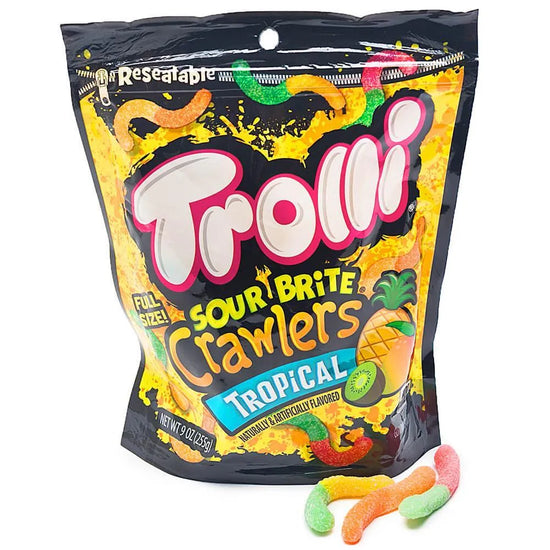 Trolli Sour Brite Crawlers Gummy Worms - Tropical: 9-Ounce Bag | Candy ...