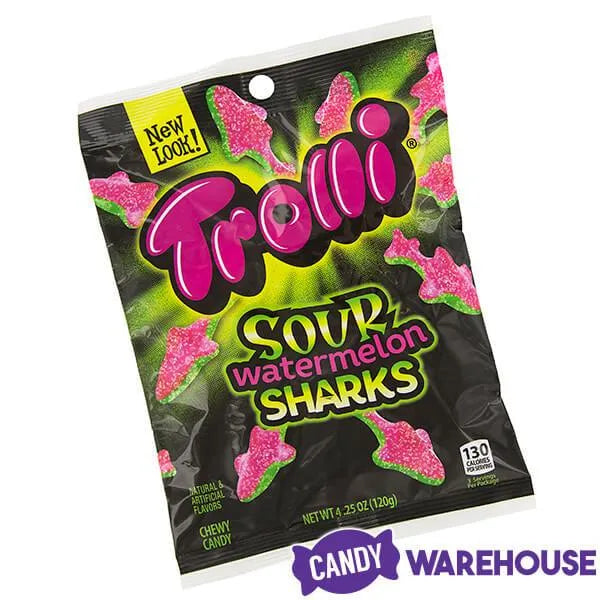 Trolli Sour Watermelon Gummy Sharks Candy: 3LB Box | Candy Warehouse