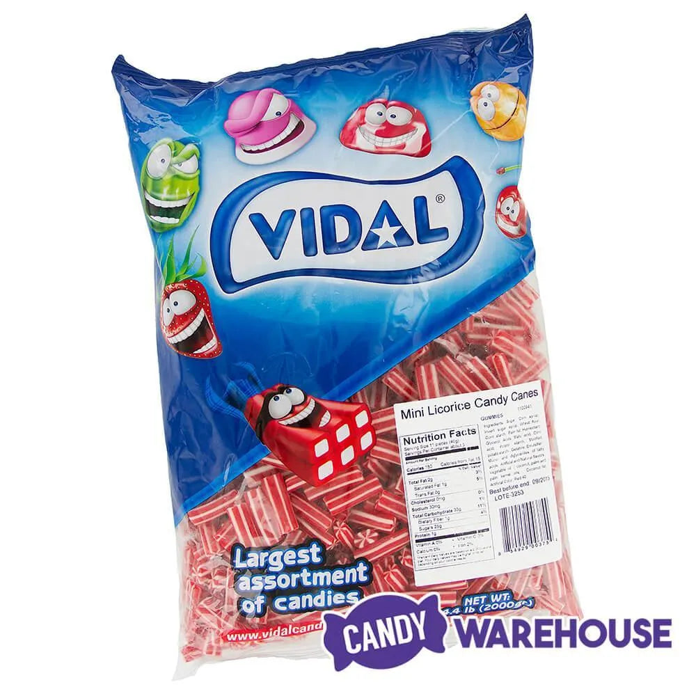 Vidal Mini Licorice Candy Canes: 2KG Bag – Candy Warehouse