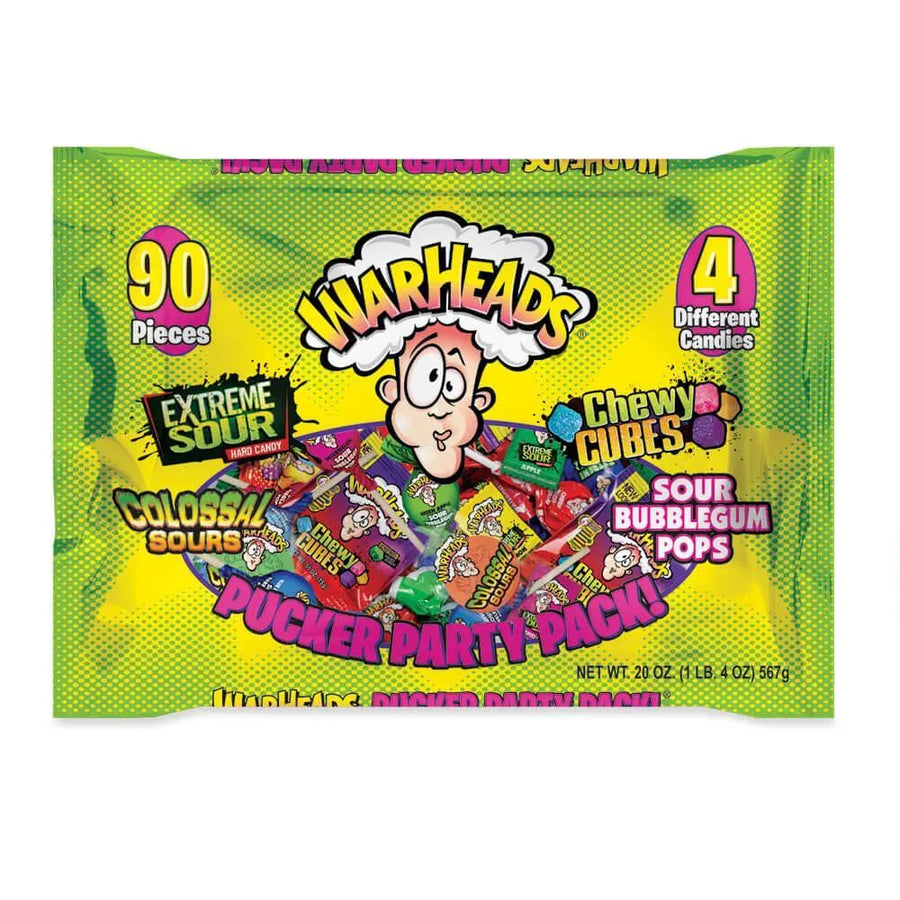 WarHeads Pucker Party Assorted Sour Candy Packs: 90-Piece Bag | Candy ...