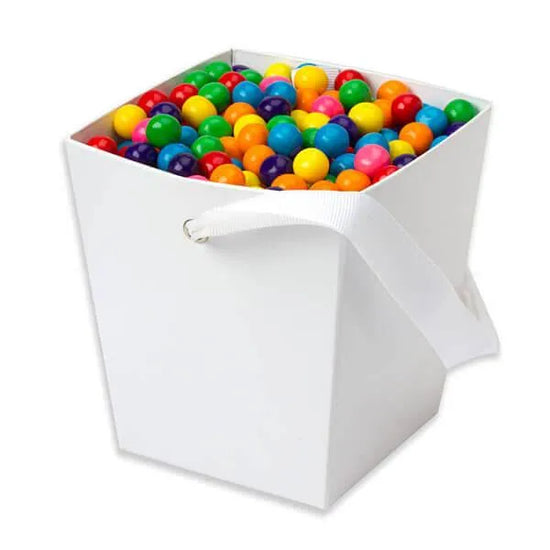 White Cardboard Buckets with Ribbon Handles: 6-Piece Set | Candy Warehouse