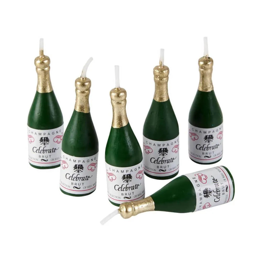 Wilton Champagne Bottle Candles: 6-Piece Pack – Candy Warehouse