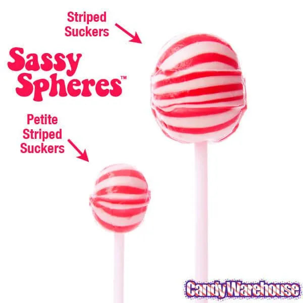 YumJunkie Sassy Spheres Cherry Red Striped Ball Lollipops: 100-Piece B ...