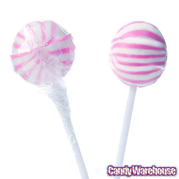 YumJunkie Sassy Spheres Strawberry Pink Striped Ball Lollipops: 100-Pi ...