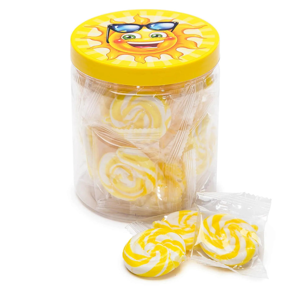 YumJunkie Sweet Suns Yellow Swirl Hard Candy Circles: 30-Piece Jar ...